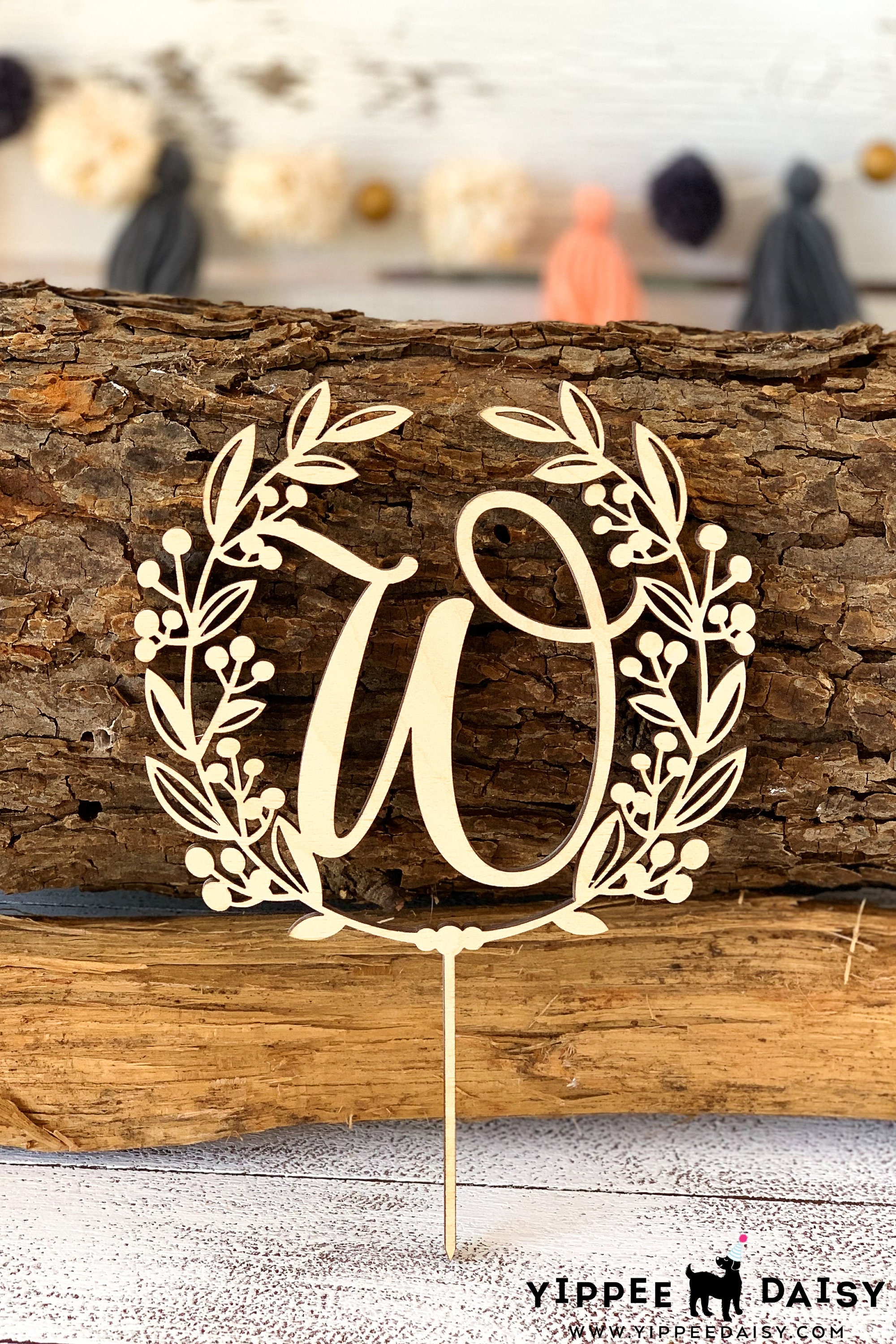 Monogram Cake Topper Elegant Wedding Cake Topper Custom | Etsy