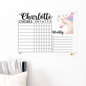 Personalized Unicorn Chore Chart Editable Chore Behavior Reward Chart ...