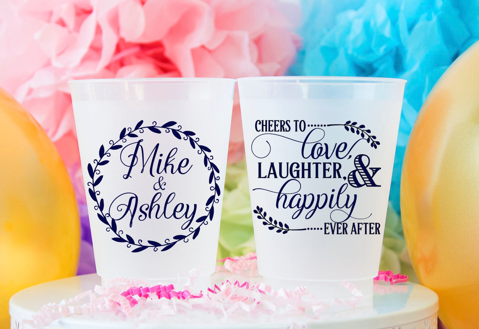 Wedding Party Cups Personalized Plastic Cup Frosted Cups - Etsy