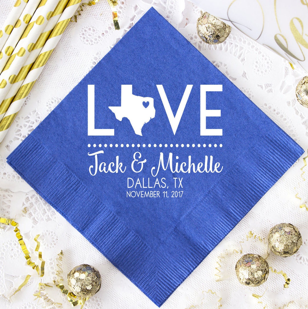 Personalized Cocktail Napkins, Texas Wedding Decor, Rustic Wedding ...