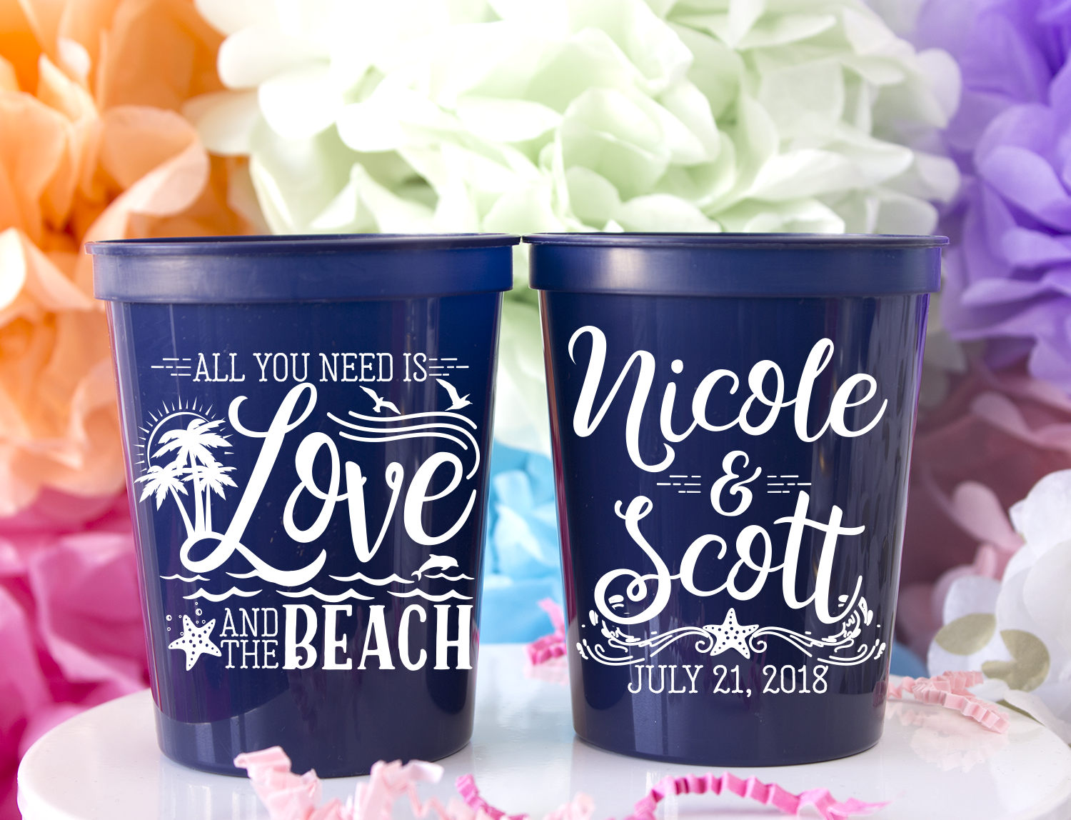 Beach Wedding Stadium Cup Custom Plastic Cups Destination | Etsy