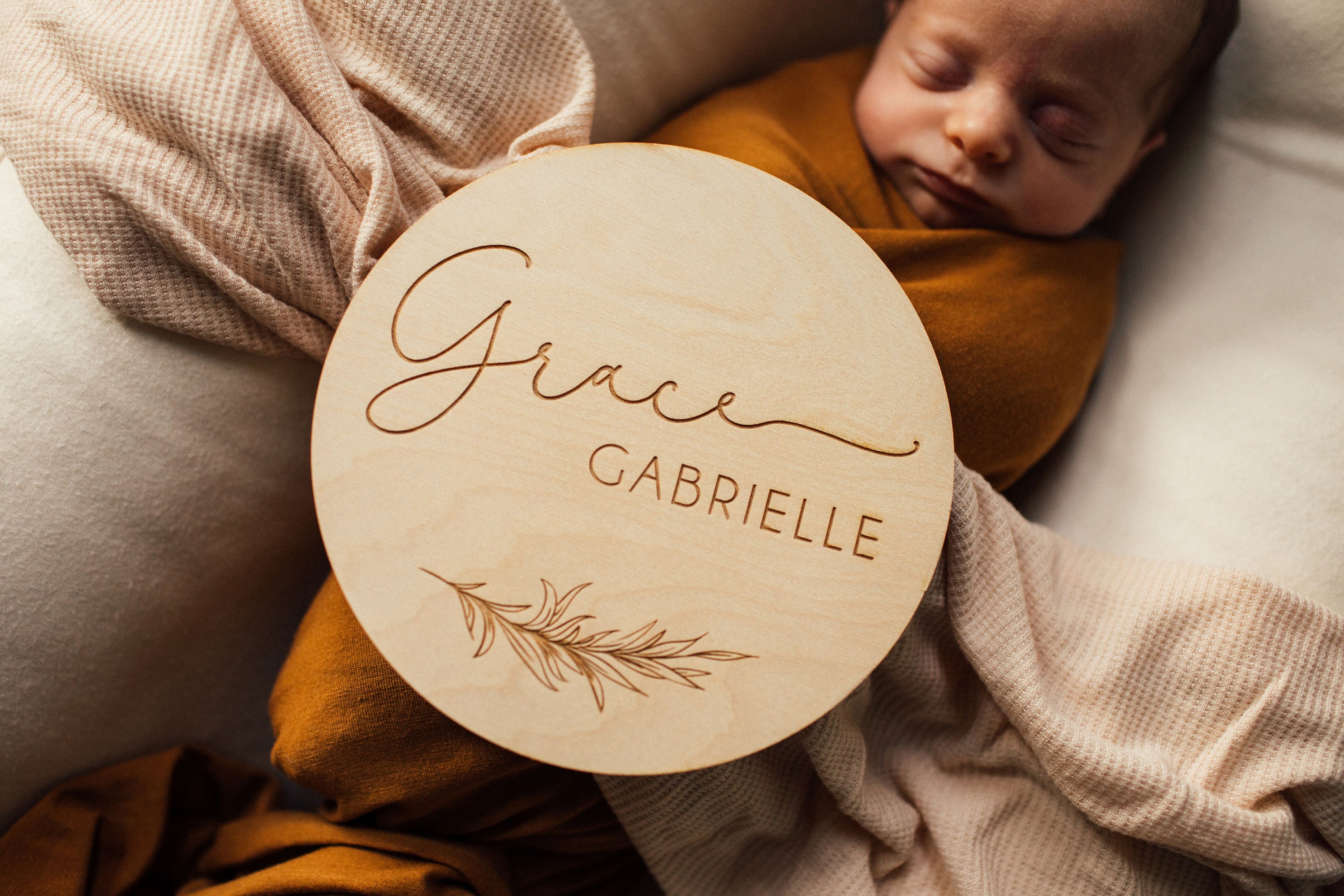 Newborn Announcement Name Card, Custom Baby Name Plaque, Wooden Baby ...