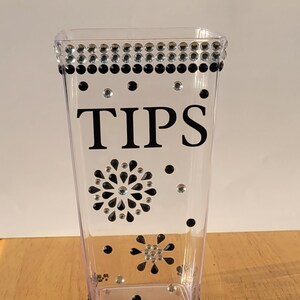 Tip Vessel BIG Tips Money Collecting Gray Plastic Clear Tip Jar Red ...