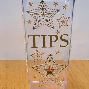 Tip Vessel BIG Tips Money Collecting Gray Plastic Tip Jar Clear Red ...