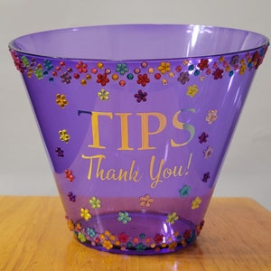Tip Vessel BIG Tips Money Collecting Clear Plastic Tip Jar, Rainbow ...