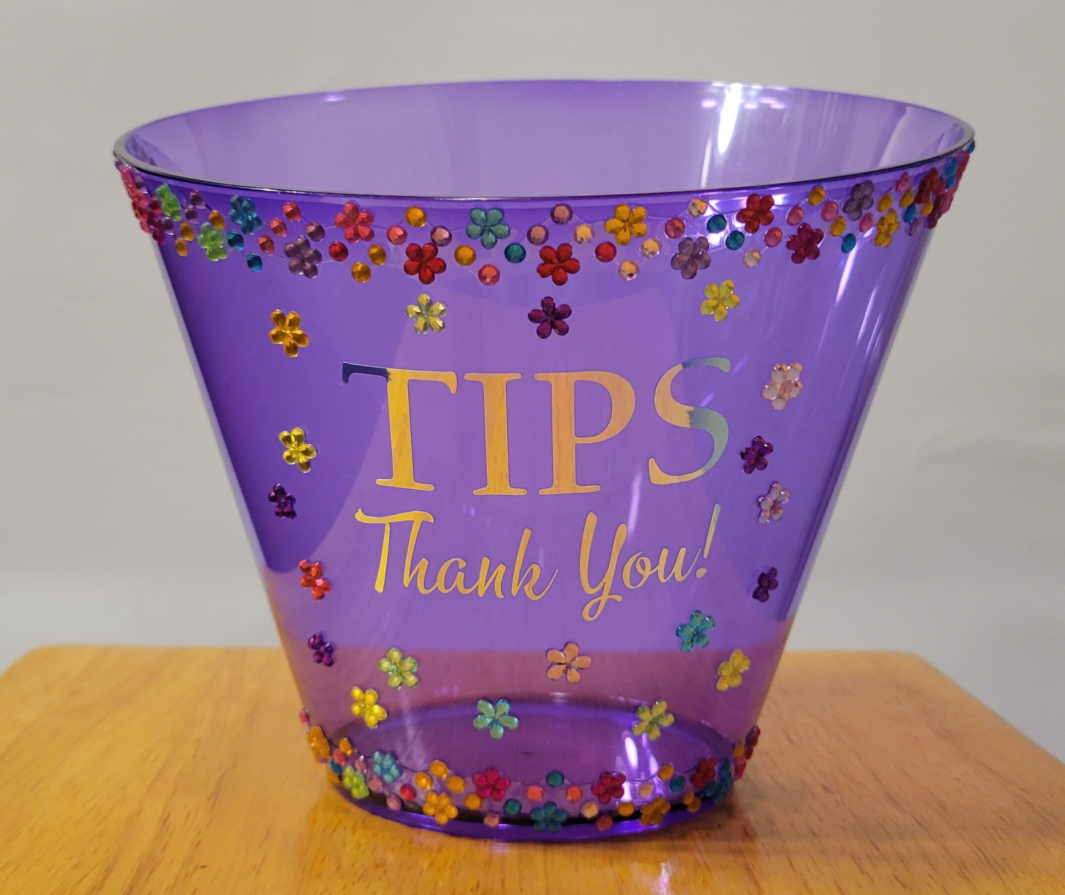 Tip Vessel BIG Tips Money Collecting Clear Plastic Tip Jar, Rainbow ...