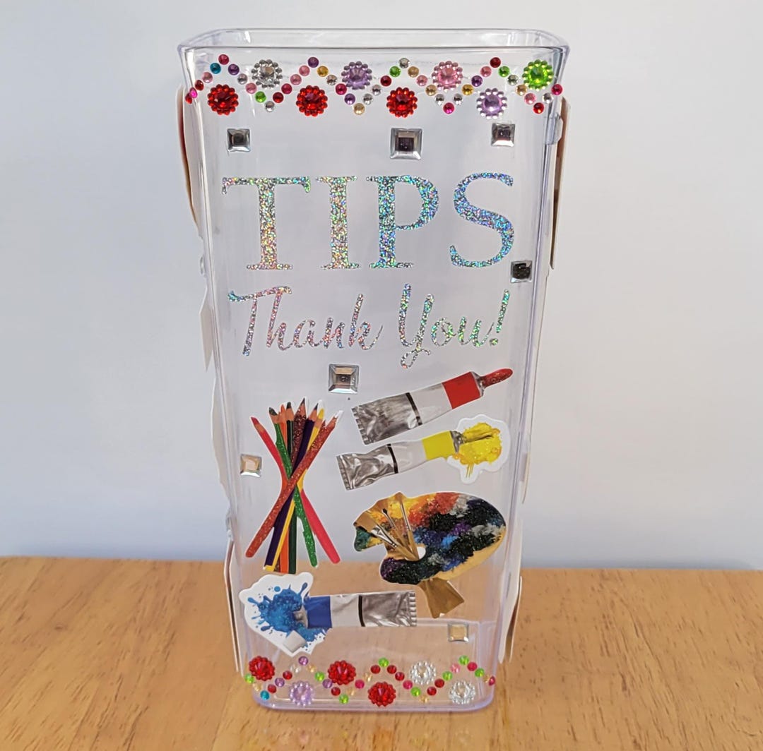 Tip Vessel BIG Tips Money Collecting Clear Plastic Tip Jar Artist ...