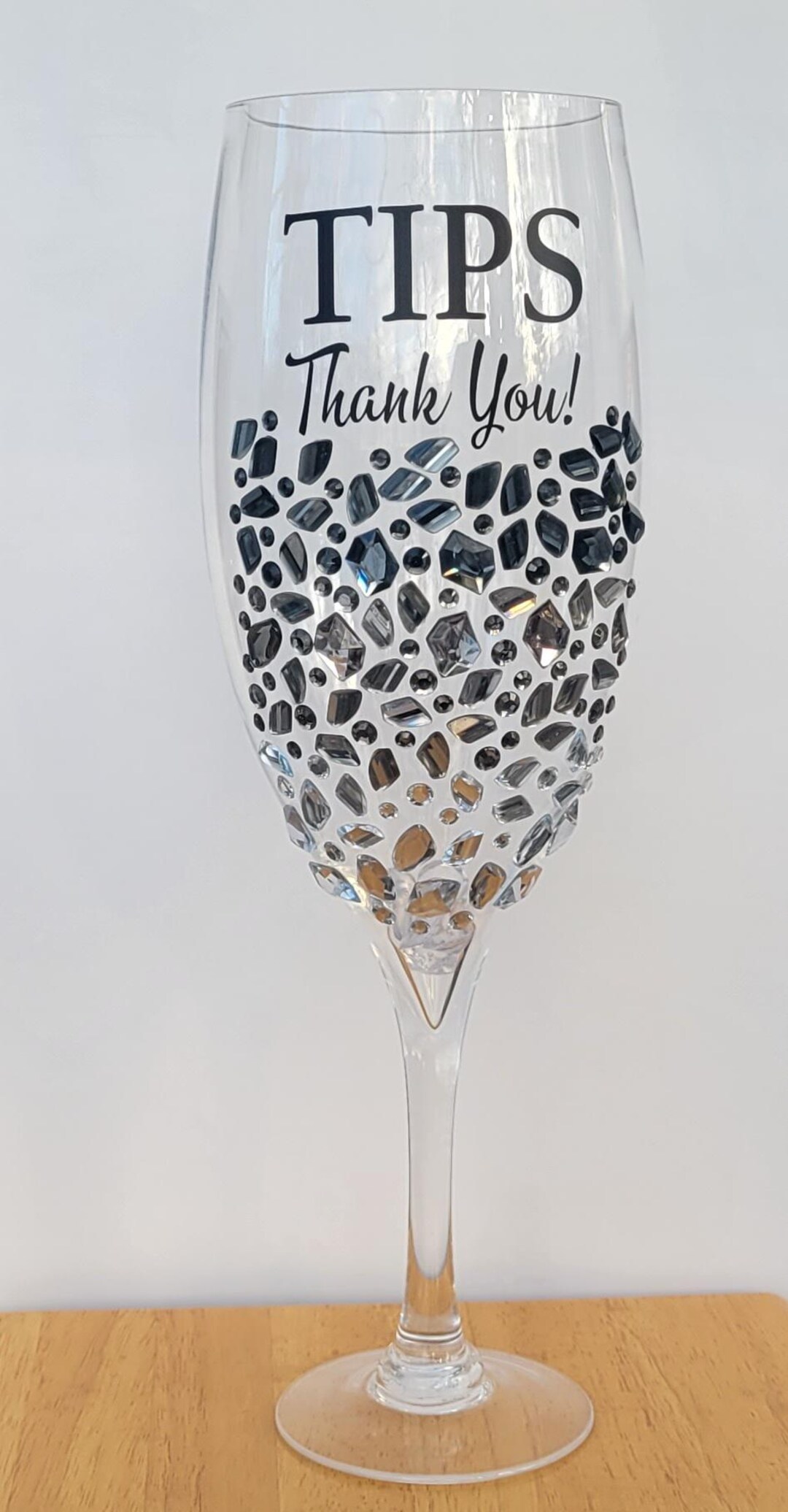 Tip Vessel BIG Tips Money Collecting Large Champagne/wine Clear Glass ...