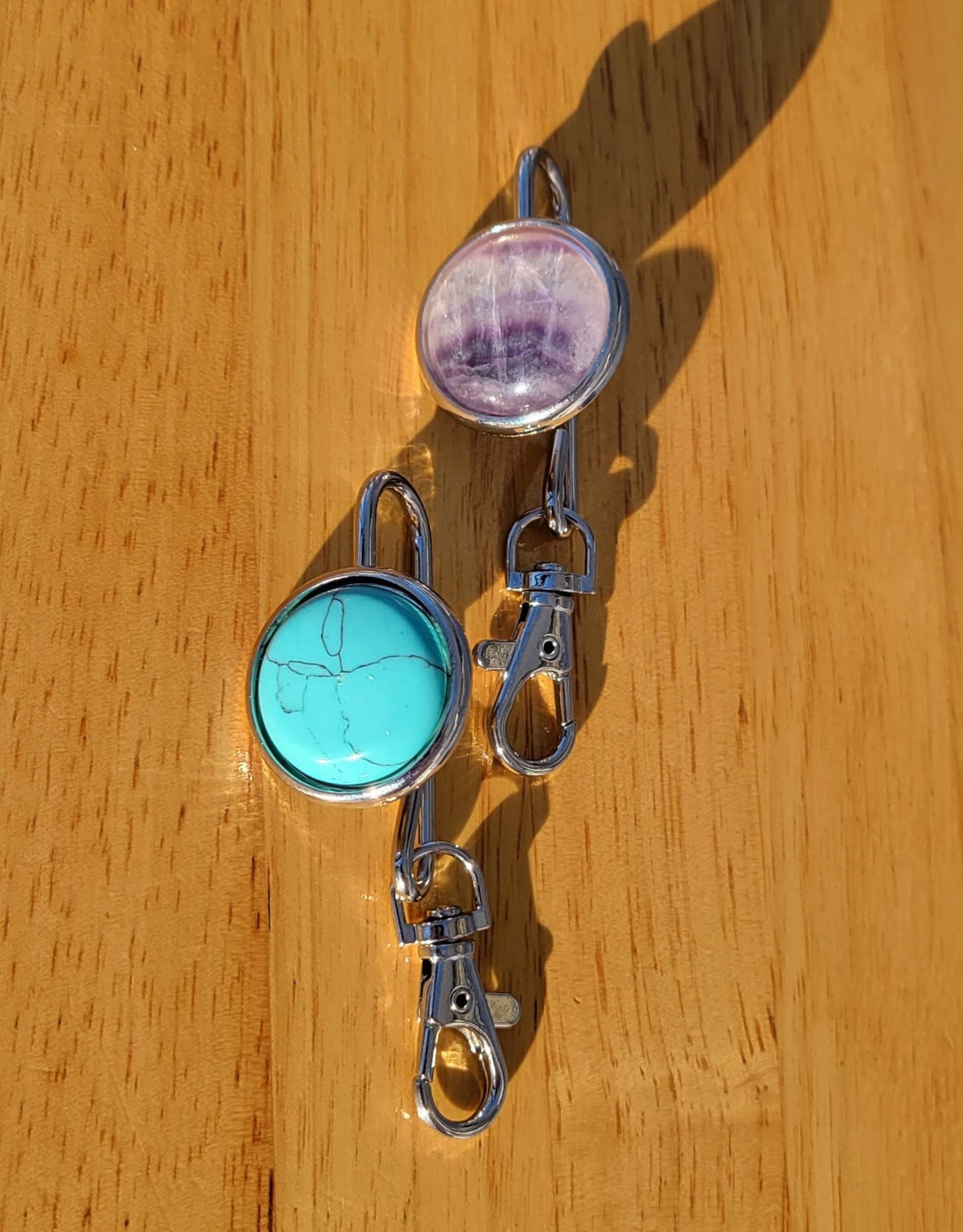 Gemstone Key Finder Turquoise Fluorite Key Chain Hangs in Purse Find ...