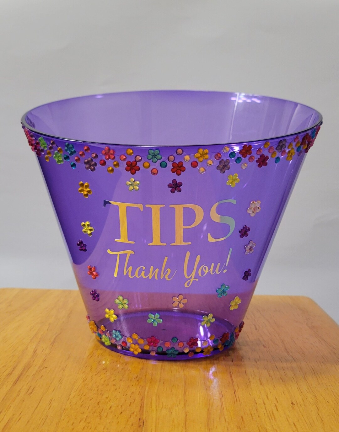 Tip Vessel BIG Tips Money Collecting Purple Plastic Tip Jar, Gems Piano ...