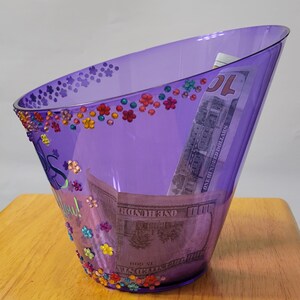Tip Vessel BIG Tips Money Collecting Purple Plastic Tip Jar, Gems Piano ...