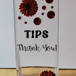 Tip Vessel BIG Tips Money Collecting Plastic Tip Jar Clear Purple Gems ...