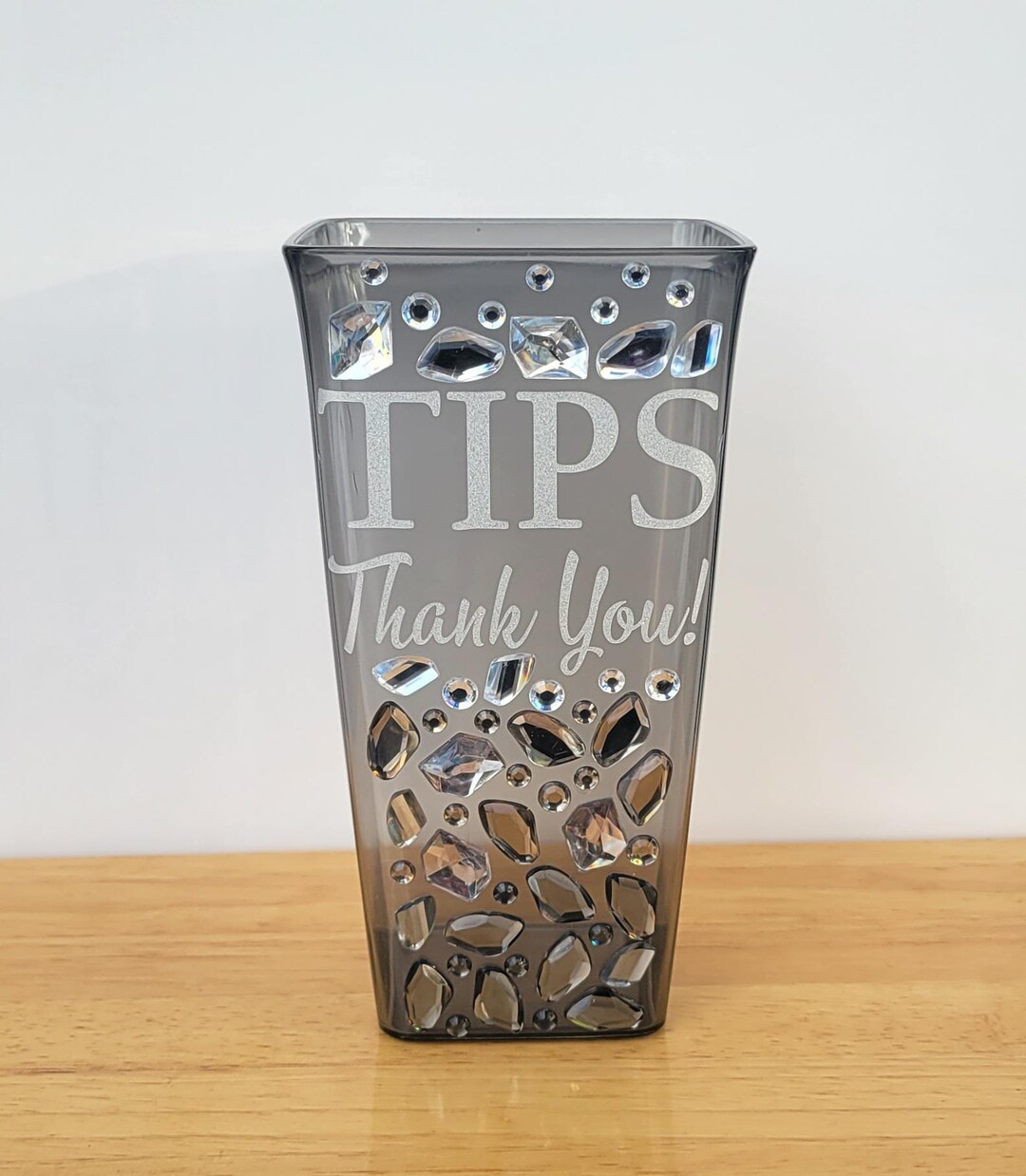 Tip Vessel BIG Tips Money Collecting Gray Plastic Tip Jar Grey Silver ...