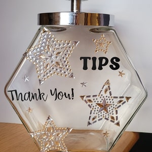 Tip Vessel BIG Tips Money Collecting Clear Plastic Tip Jar, Rainbow ...