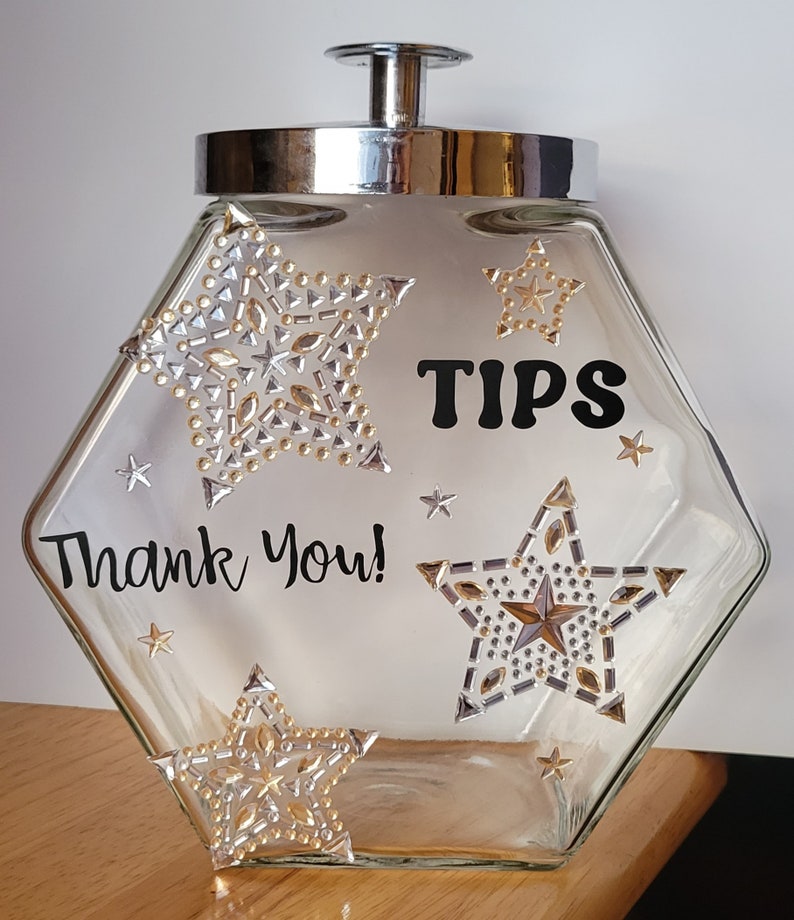 Tip Vessel BIG Tips Money Collecting Clear Plastic Tip Jar, Rainbow ...