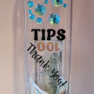 Tip Vessel BIG Tips Money Collecting Clear Plastic Tip Jar, Rainbow ...