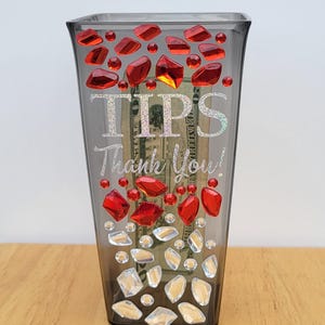 Tip Vessel BIG Tips Money Collecting Gray Plastic Clear Tip Jar Red ...