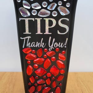 Tip Vessel BIG Tips Money Collecting Gray Plastic Tip Jar Blue Silver ...