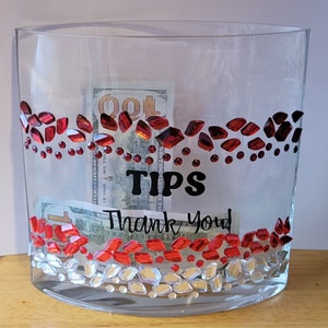 Tip Vessel BIG Tips Money Collecting Clear Plastic Tip Jar, Rainbow ...
