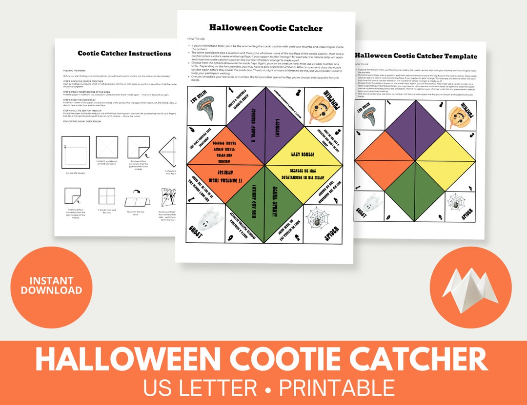 Halloween Printable Cootie Catcher Spooky Joke Teller Halloween Game ...