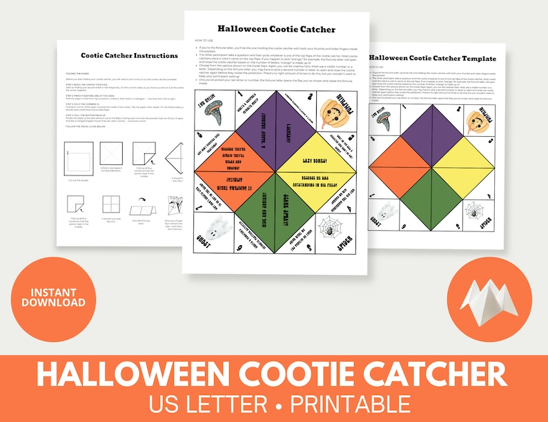 Halloween Printable Cootie Catcher Spooky Joke Teller Halloween Game ...