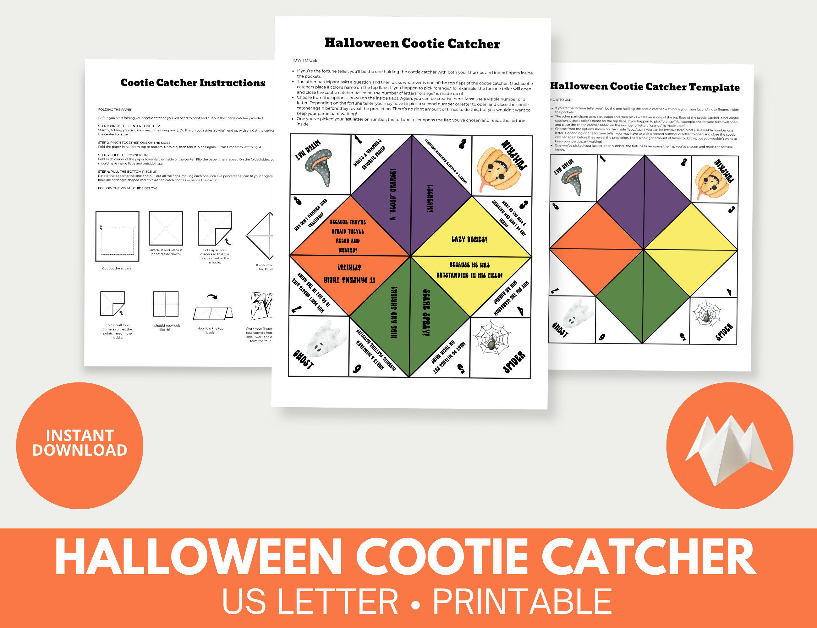 Halloween Printable Cootie Catcher Spooky Joke Teller Halloween Game ...