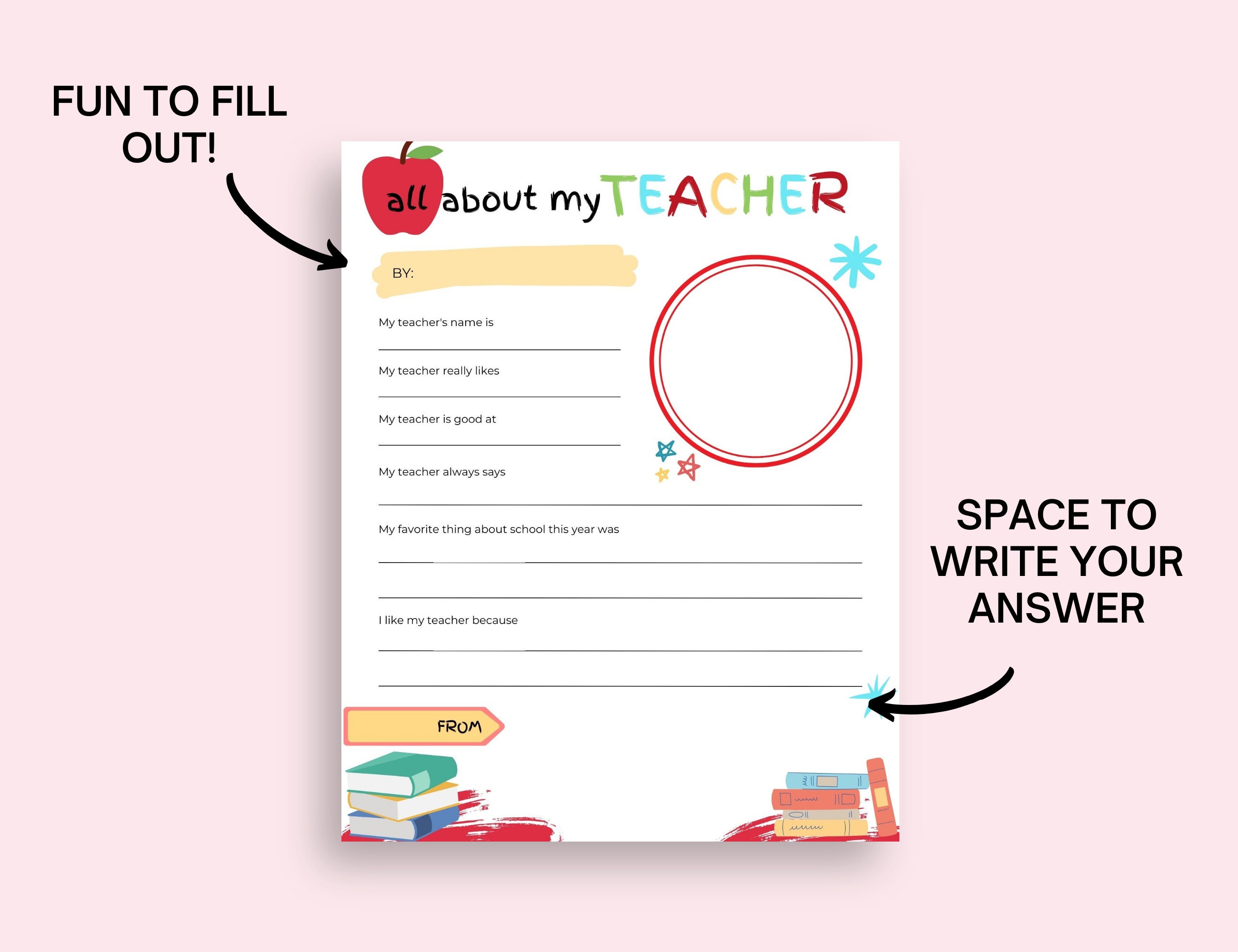 Teacher Appreciation Printable Bundle for Kids, Teacher Survey, Teacher ...