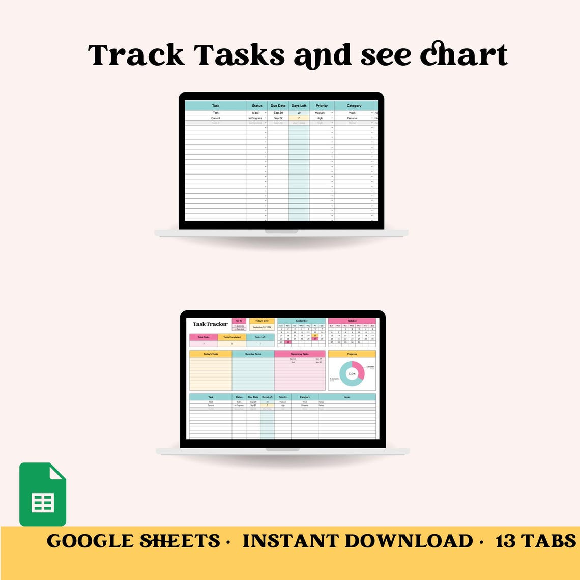 Monthly Calendar Google Sheets 2025, Digital Task Planner, Monthly ...