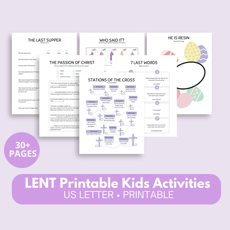 Lenten Activities for Children, Teacher Printable Catholic Lent Sheets ...