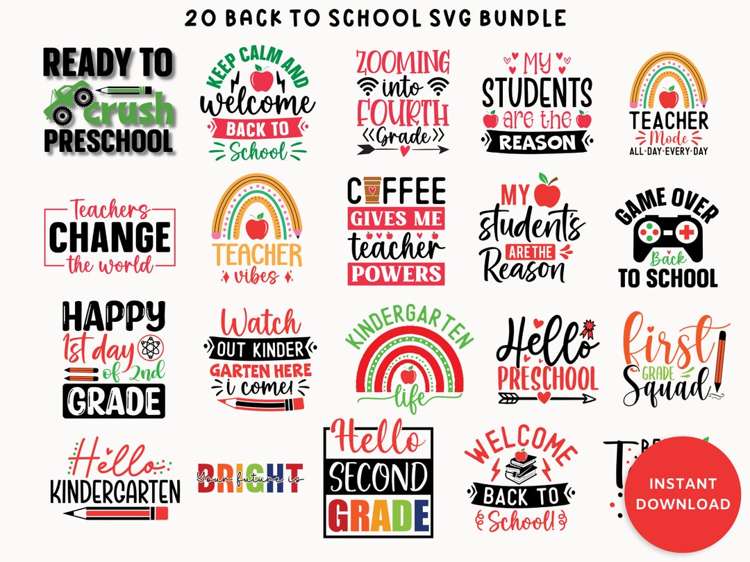 Back to School SVG Bundle, Teacher SVG Bundle, 20 School Svgs, Teacher ...