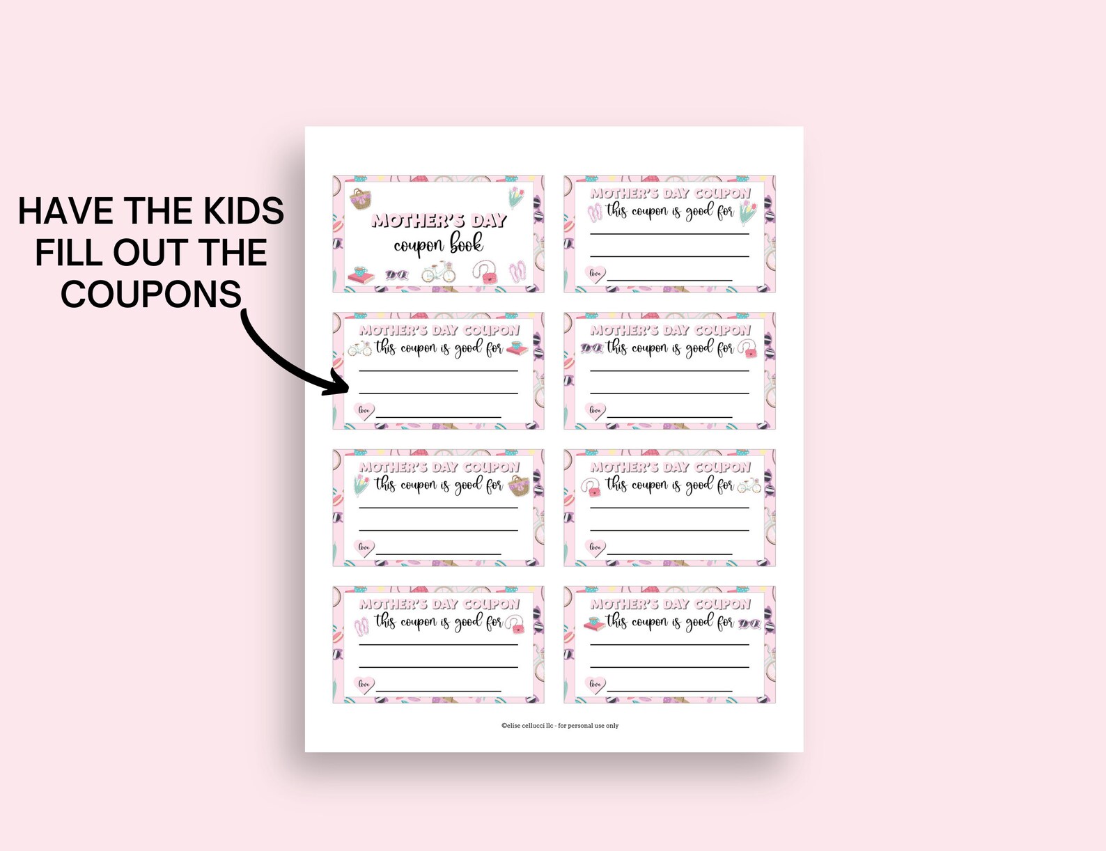 Mother's Day Printable Coupon Book, US Letter A4 Digital File, Kids ...