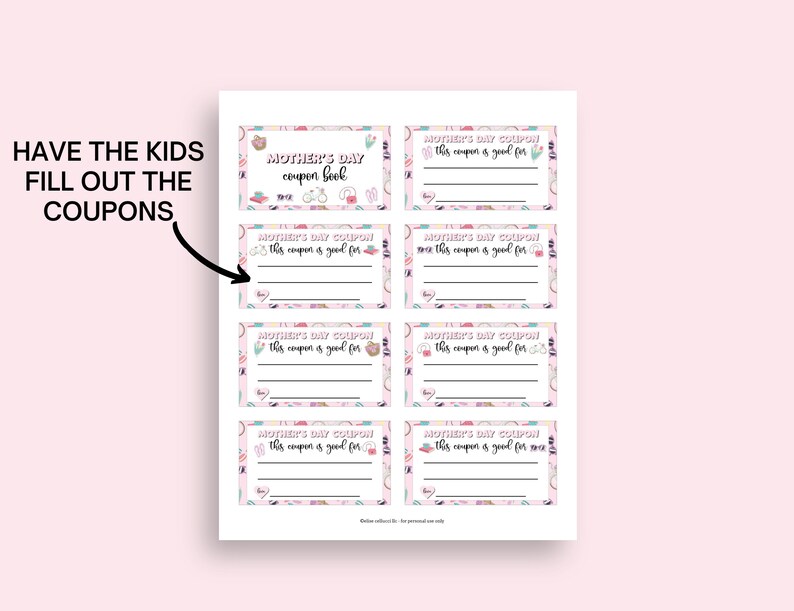 Mother's Day Printable Coupon Book, US Letter A4 Digital File, Kids ...