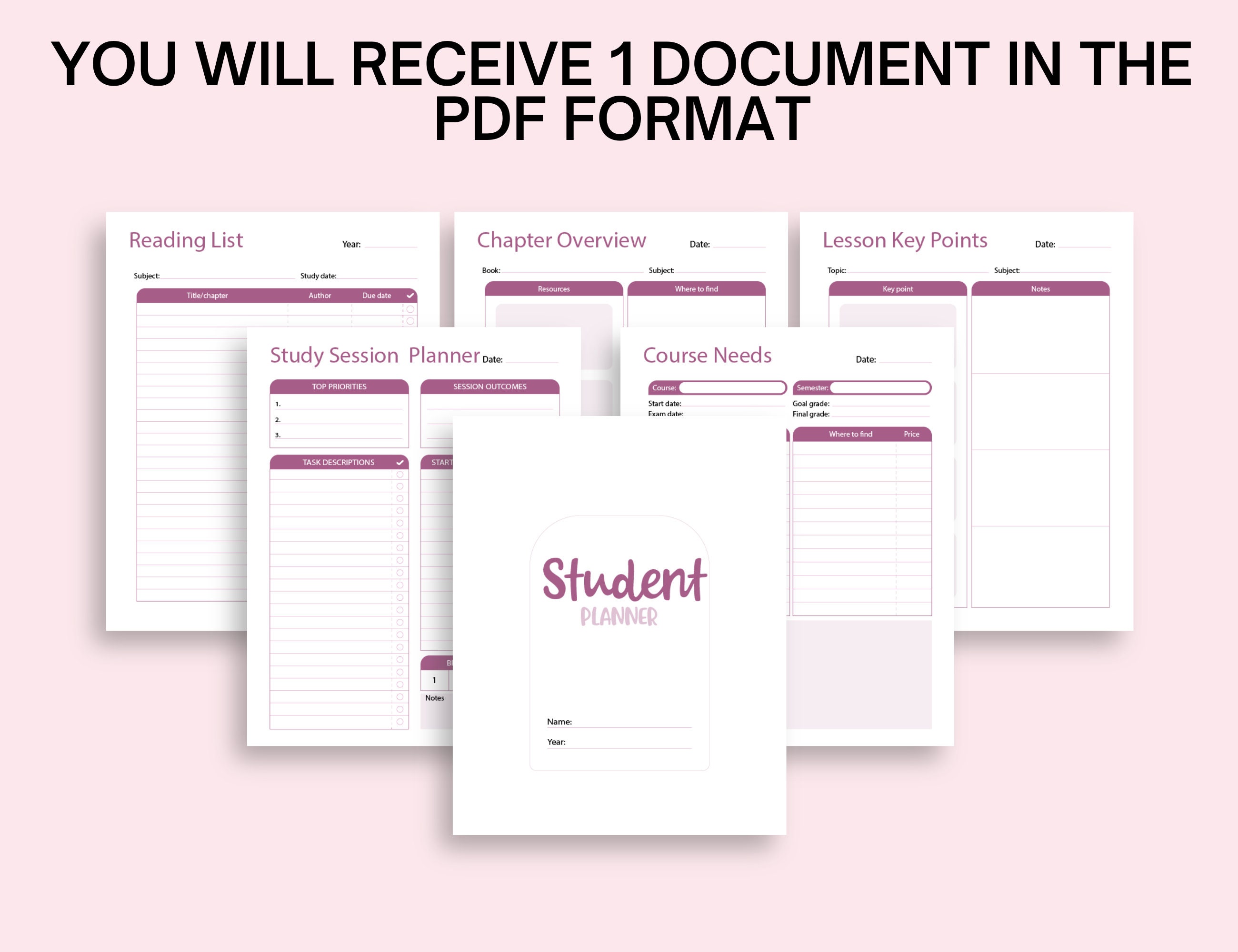 Student Planner Printable, Student Planner Undated, Study Planner ...
