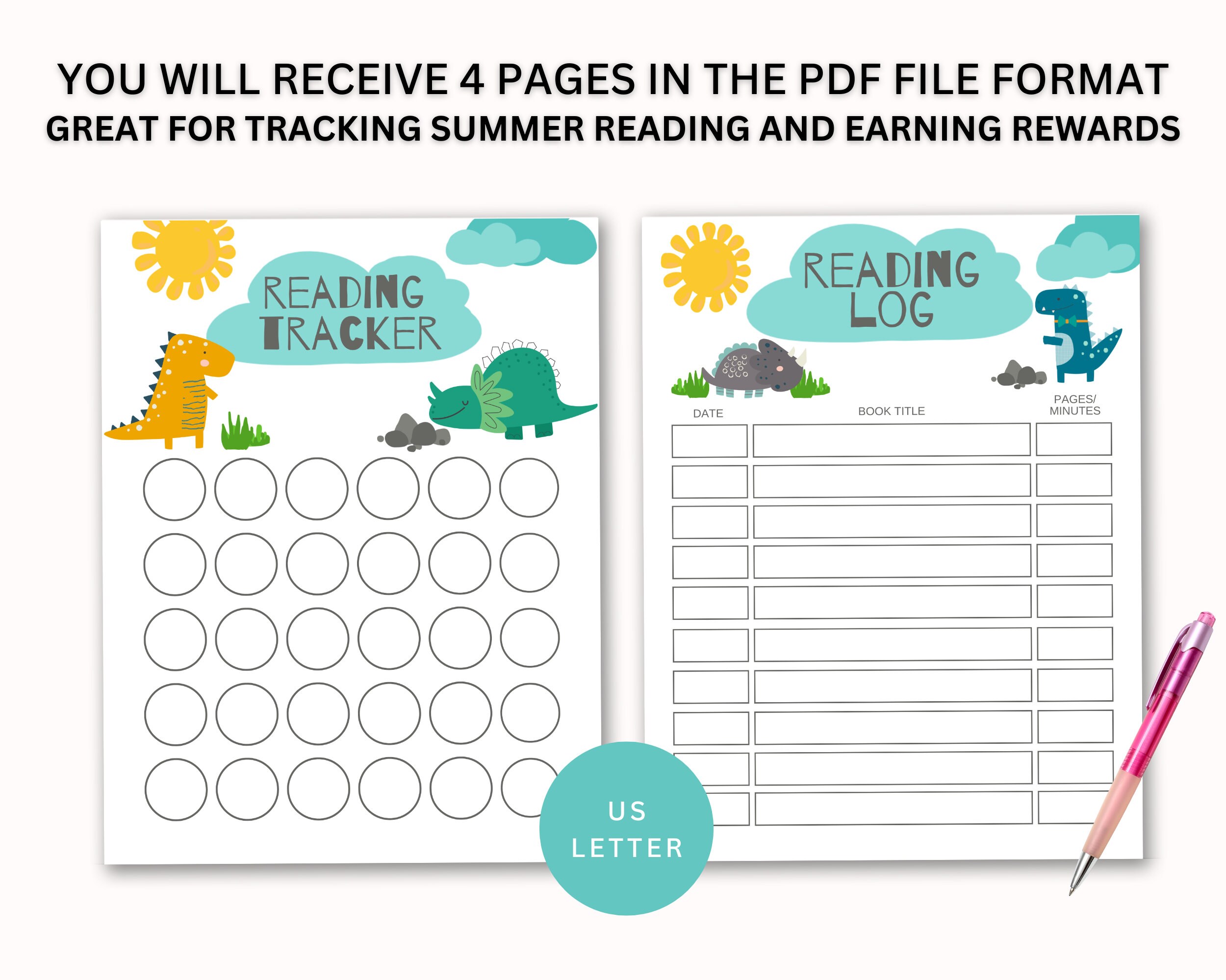 Dinosaur Reading Log for Kids, Reading Journal, Reading Log, Reading ...