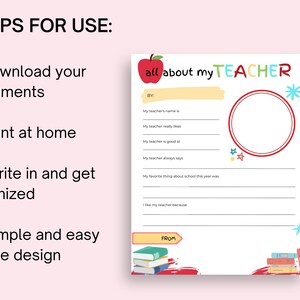 Teacher Appreciation Printable Bundle for Kids: Survey, Thank You Cards ...