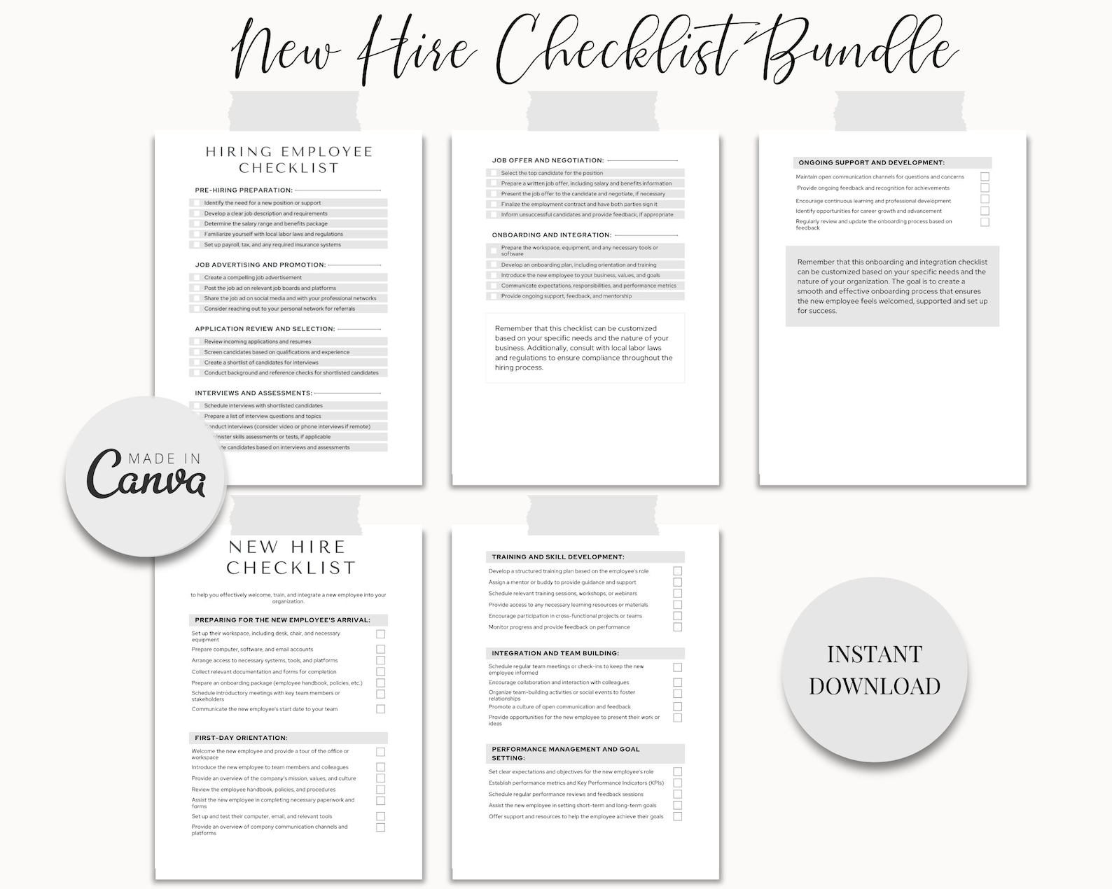 Employee Training Checklist Template New Hire Checklist - Etsy