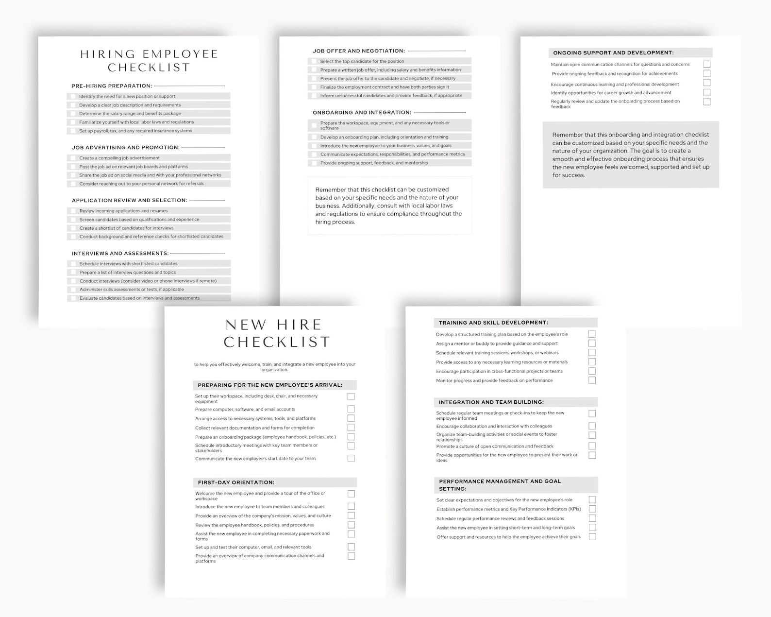 Employee Training Checklist Template New Hire Checklist Employee ...