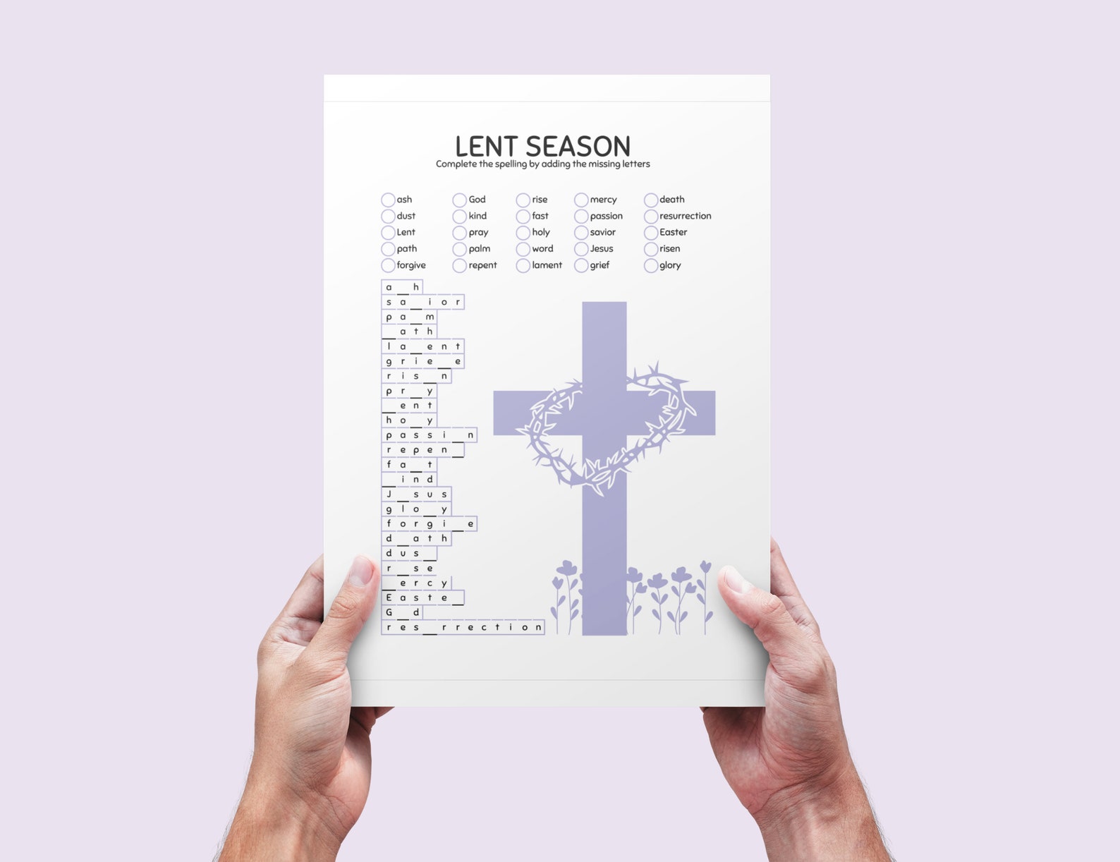 Kids Lenten Instant Download Activity Sheets Ash Wednesday - Etsy