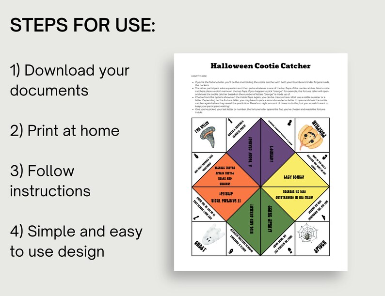 Halloween Printable Cootie Catcher Spooky Joke Teller - Etsy