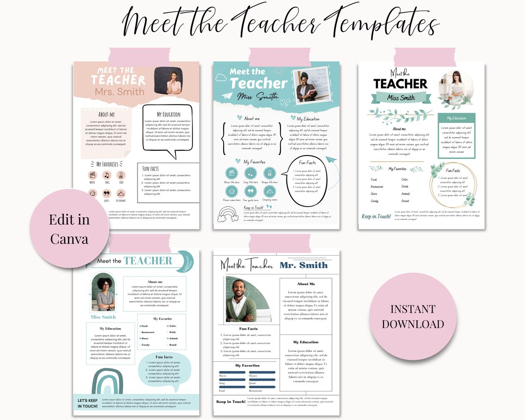 Meet the Teacher Editable Canva Template Canva Template All About Me ...
