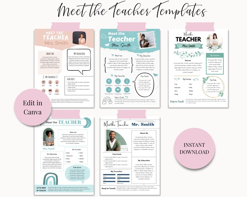 Meet the Teacher Editable Canva Template Canva Template All About Me ...