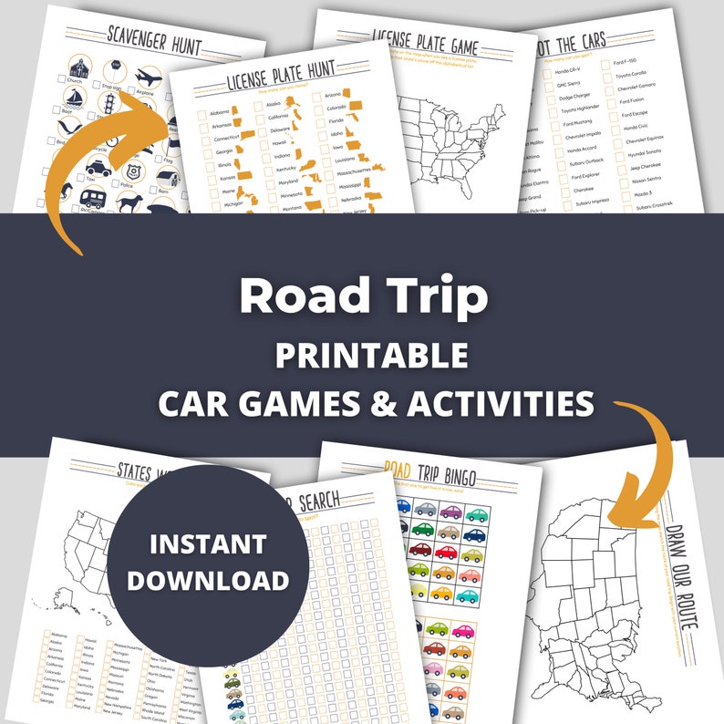 Road Trip Games Printable for Kids & Family – Travel Scavenger Hunt ...