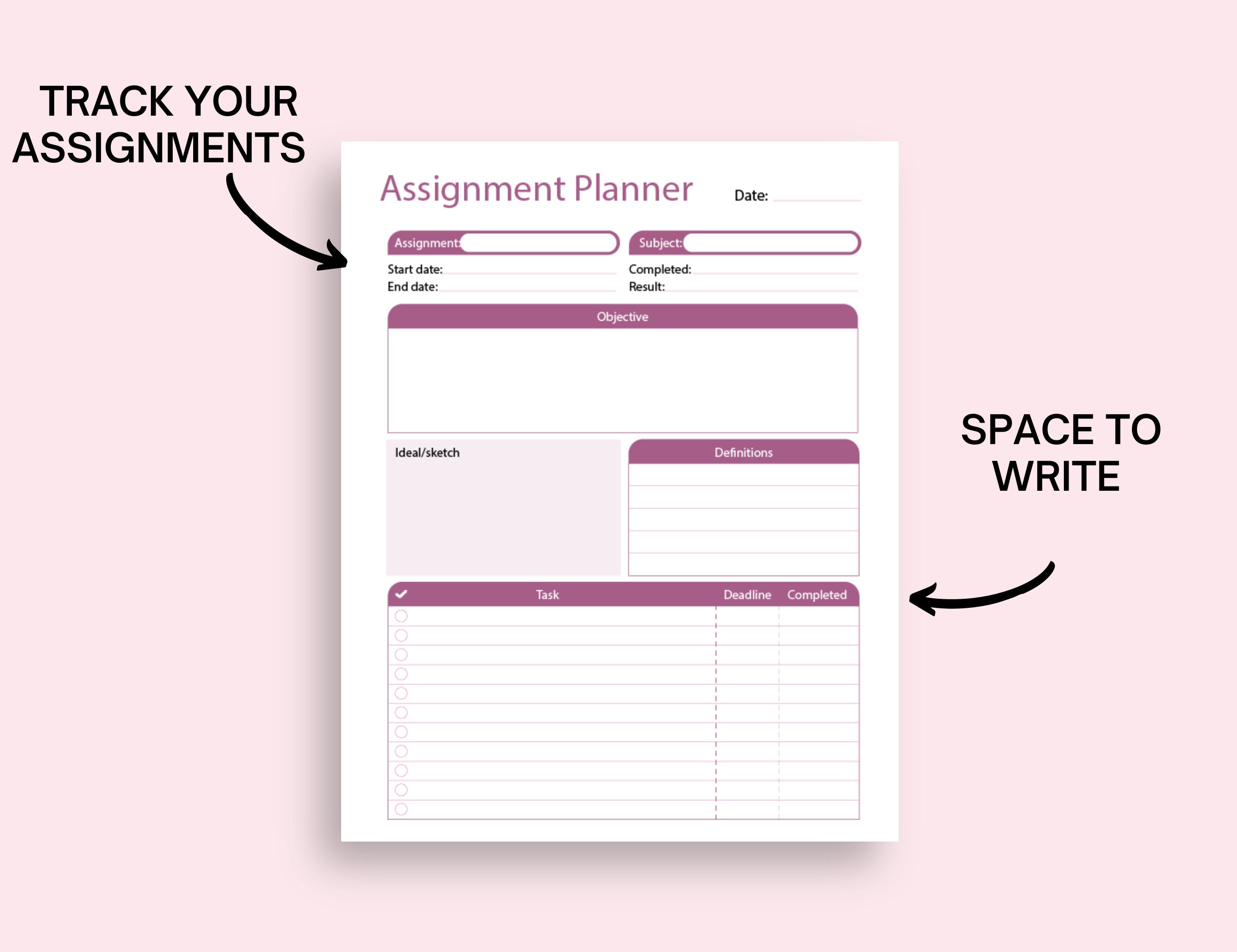 Student Planner Printable, Student Planner Undated, Study Planner ...