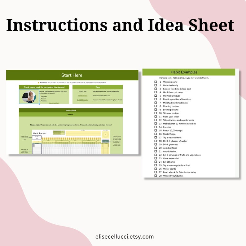 Digital Habit Tracker Spreadsheet – Google Sheets Template (PDF) - Etsy