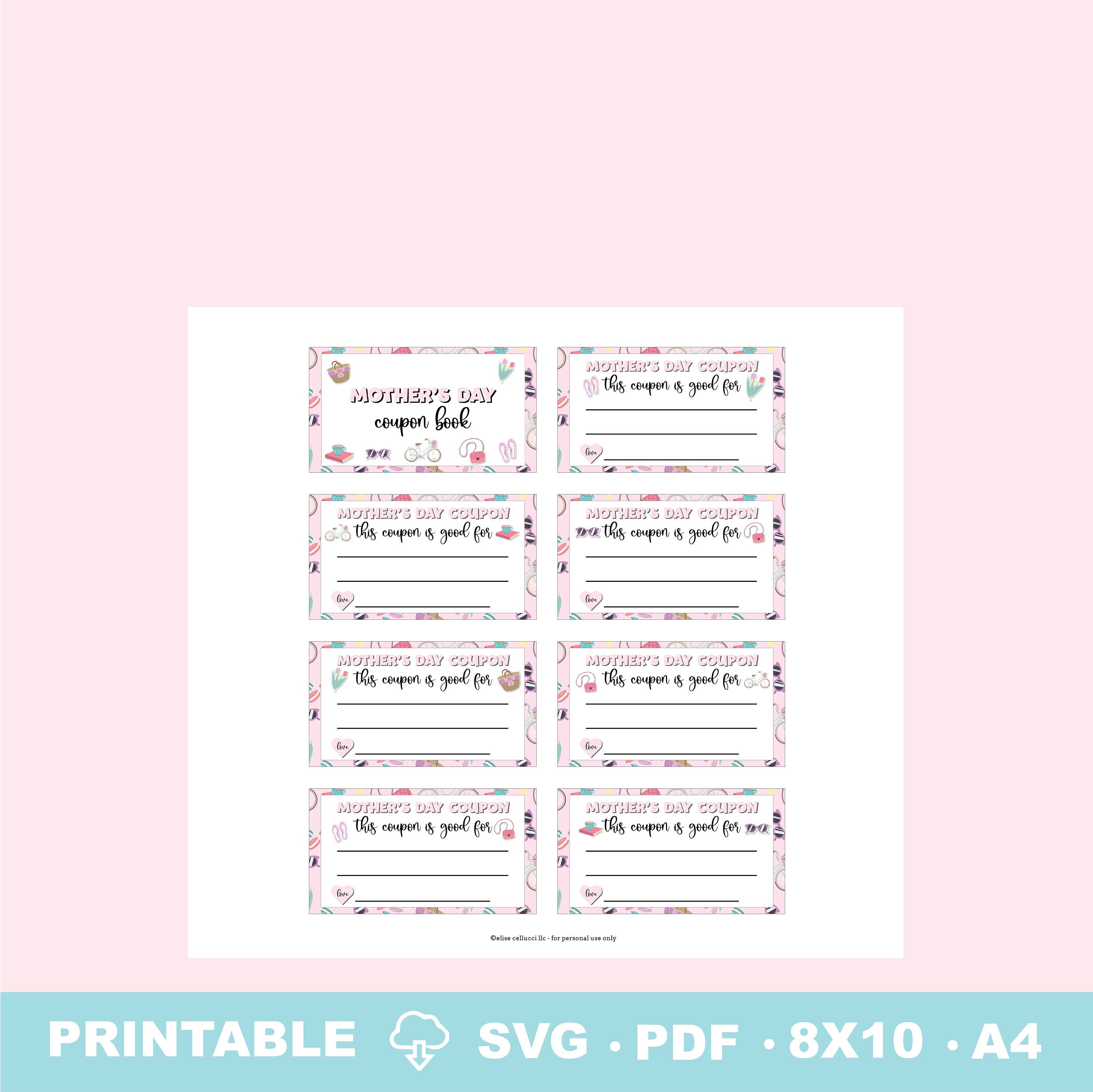 Mother's Day Printable Coupon Book, US Letter A4 Digital File, Kids ...