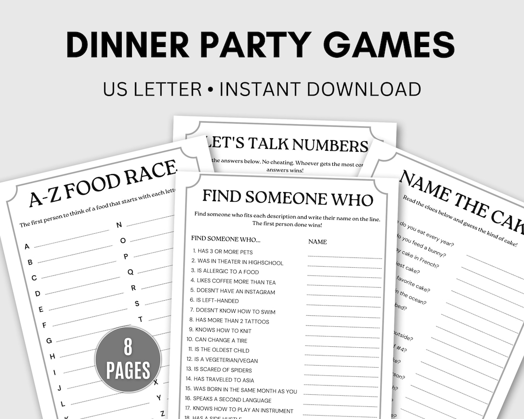 Icebreaker Questions Printable for Dinner Party Games, Adult Cocktail ...