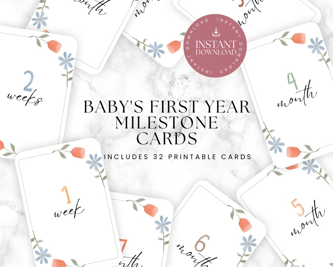 Baby Milestone Printable Cards Month DIY Milestone Cards Baby Shower ...