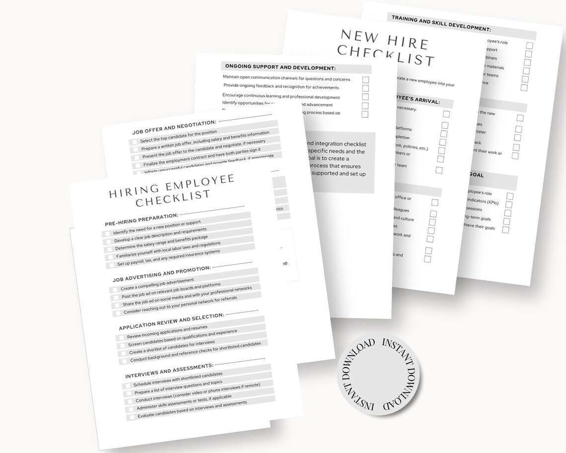 Employee Training Checklist Template New Hire Checklist - Etsy