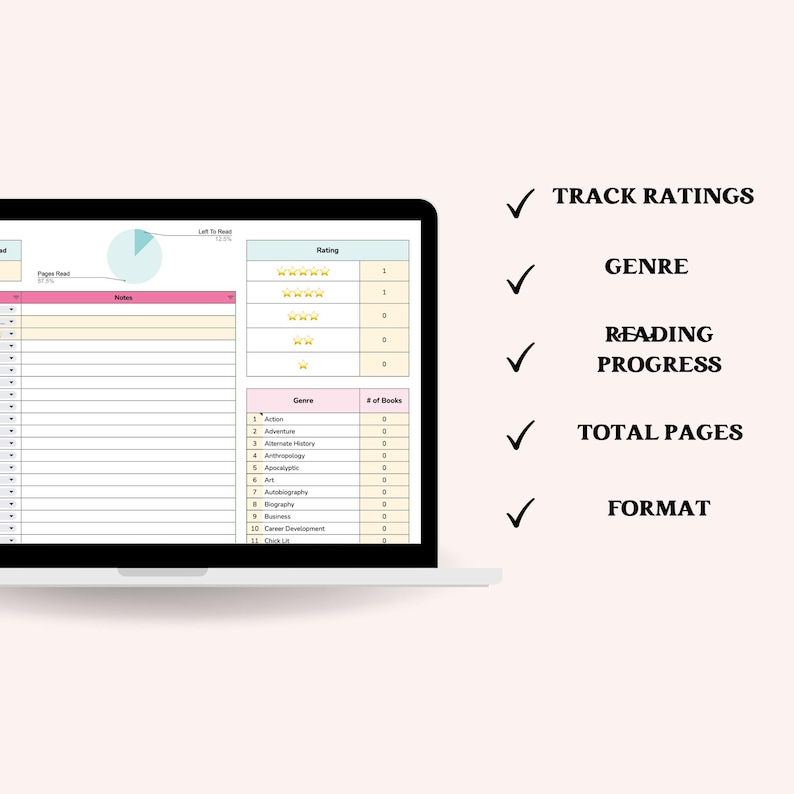 Book Reading Tracker Google Sheets, Digital Reading Log, Goals ...