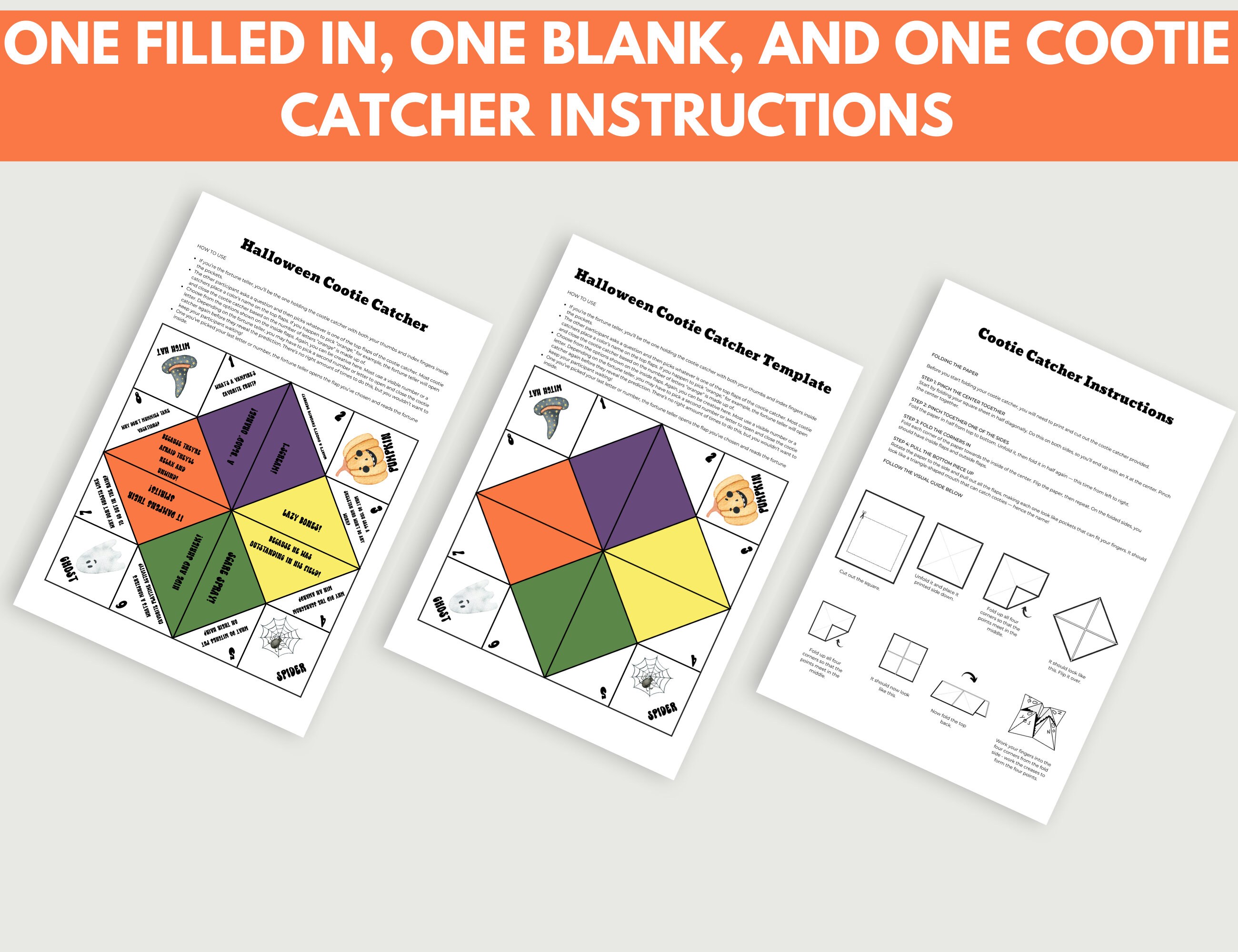 Halloween Printable Cootie Catcher Spooky Joke Teller Halloween Game ...